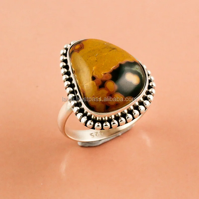Natural Ocean Jasper Gemstone Rings 925 Sterling Silver Wholesale ...