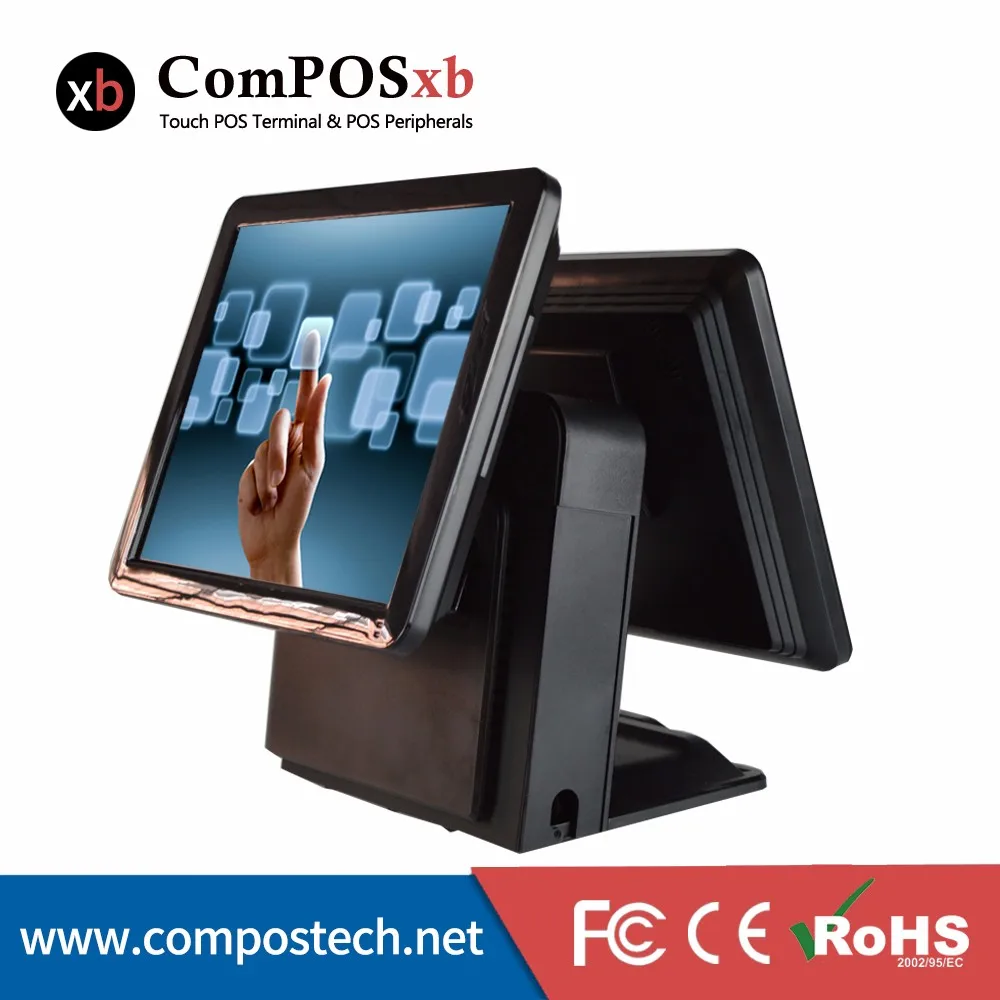 15 Inch Dual Screen Pos System Double Display Pos Terminal with Second ...