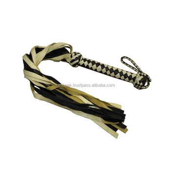 Hmb-504a Leather Flogger 20 Tails Spanking Bullwhips Black Yellow Whip ...