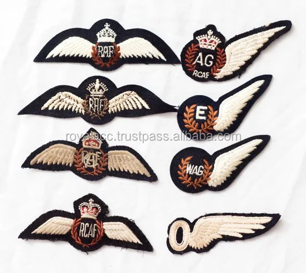 Half Style Thread Hand Made Embroidery Wing Crest Badge Tactical Cloth ...
