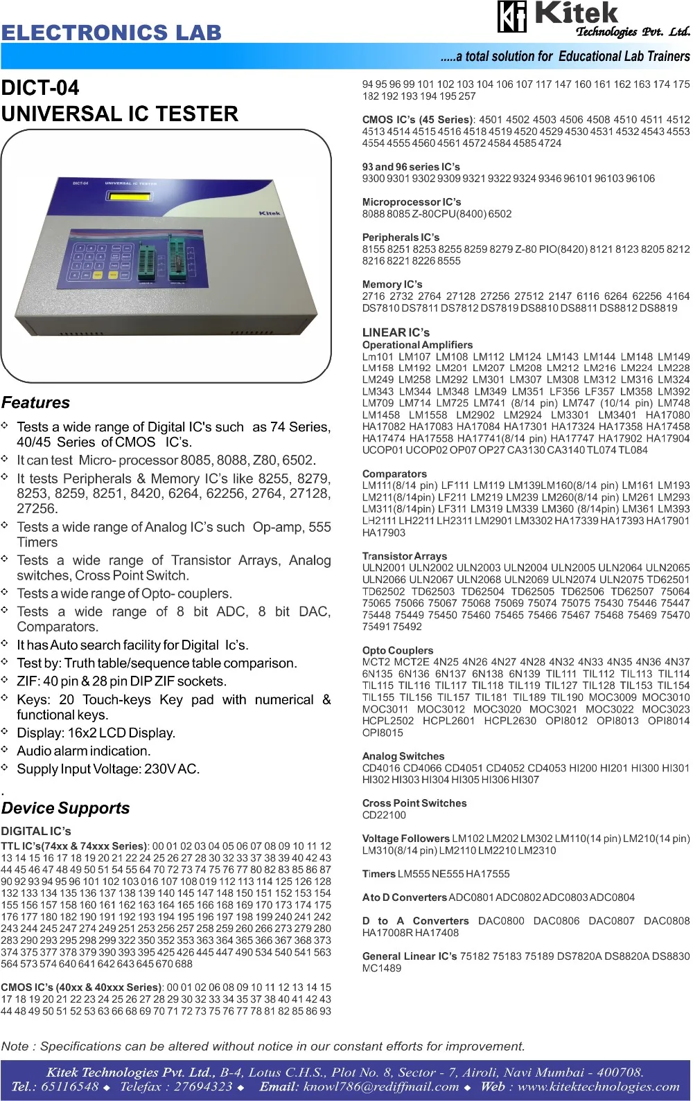 Universal Ic Tester - Buy Digital Ic Tester,Ic Tester,Digital Device ...