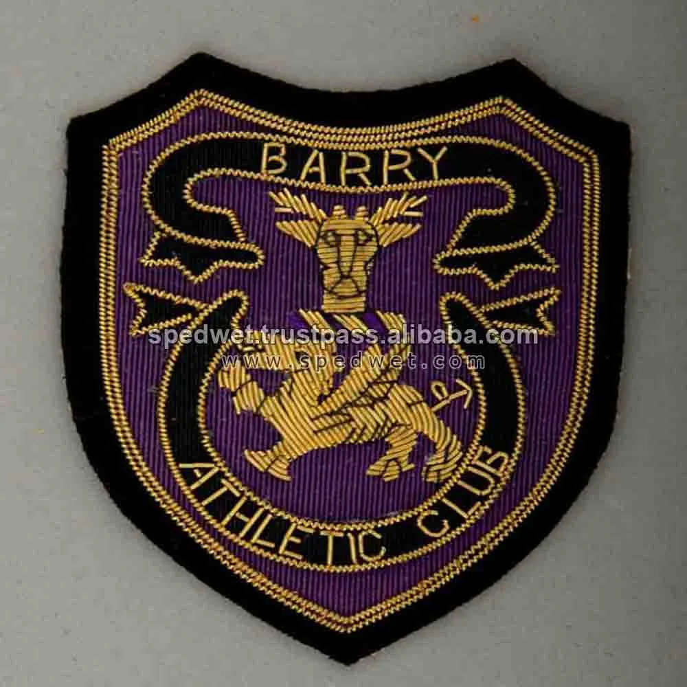 Hand Embroidery Polo Club Badges Custom Design Sports Bullion Wire ...