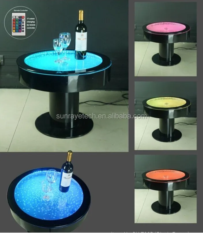 Round Color-Changing LED Water Bubble Table for KTV