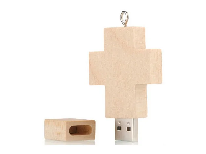 Giveaways Wooden Cross Shape USB Flash Drive Memory Stick