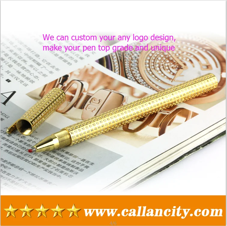 Custom 24kt Gold Pen With Full Diamonds Metal Pen Fountain Pen - Buy ...