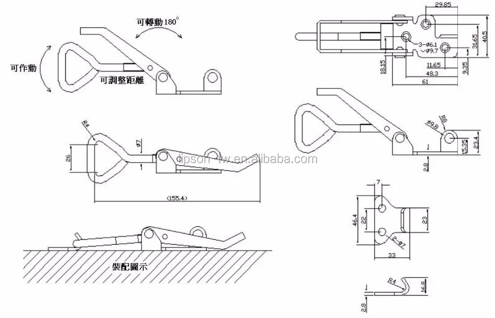 Ts-280-sus Adjustable Delivery Case Hasp Clamp Locking Draw Over Center ...