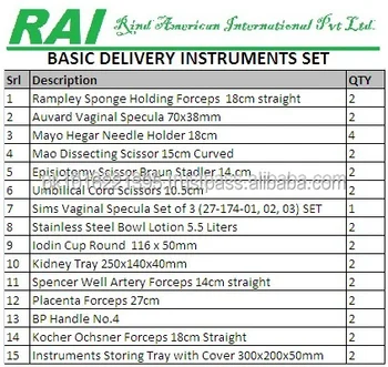 High Quality Delivery Set - Buy Basic Delivery Set Surgical Delivery ...