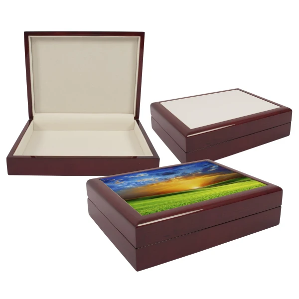 Sublimation Ceramic Tile Lid Unfinished Wooden Jewellery Box - Buy ...