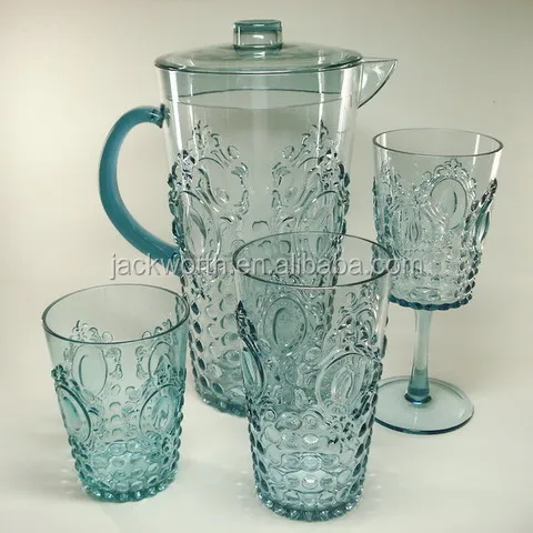Embossed Jewel Pattern Drink Ware Set - Acrylic Pitcher