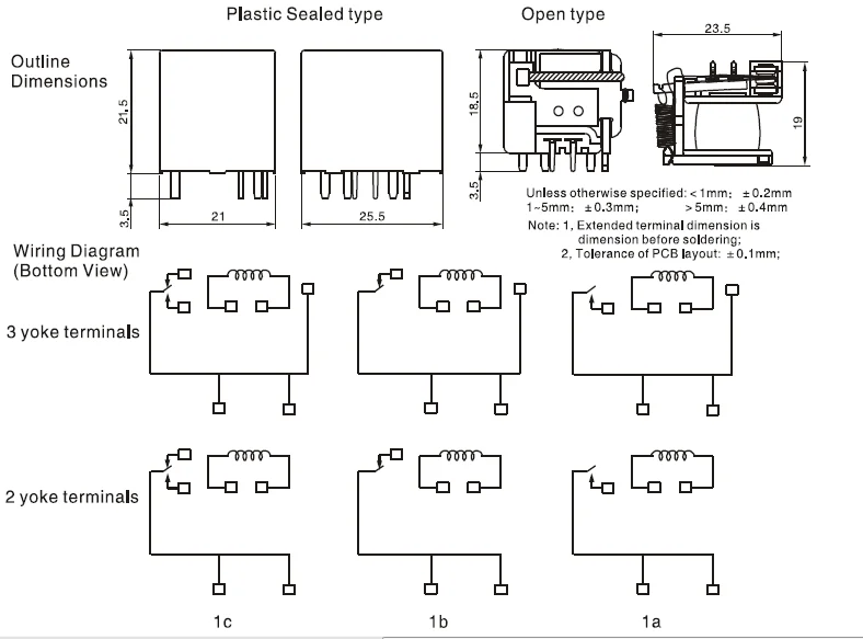 Automotive Alternative Relay 12v 40a 14vdc 3 Yoke Terminals Pcb ...