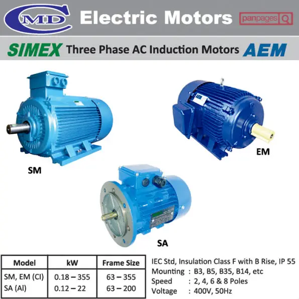 Simex Three Phase Ac Induction Motors Aem - Buy Electric Motors Product ...