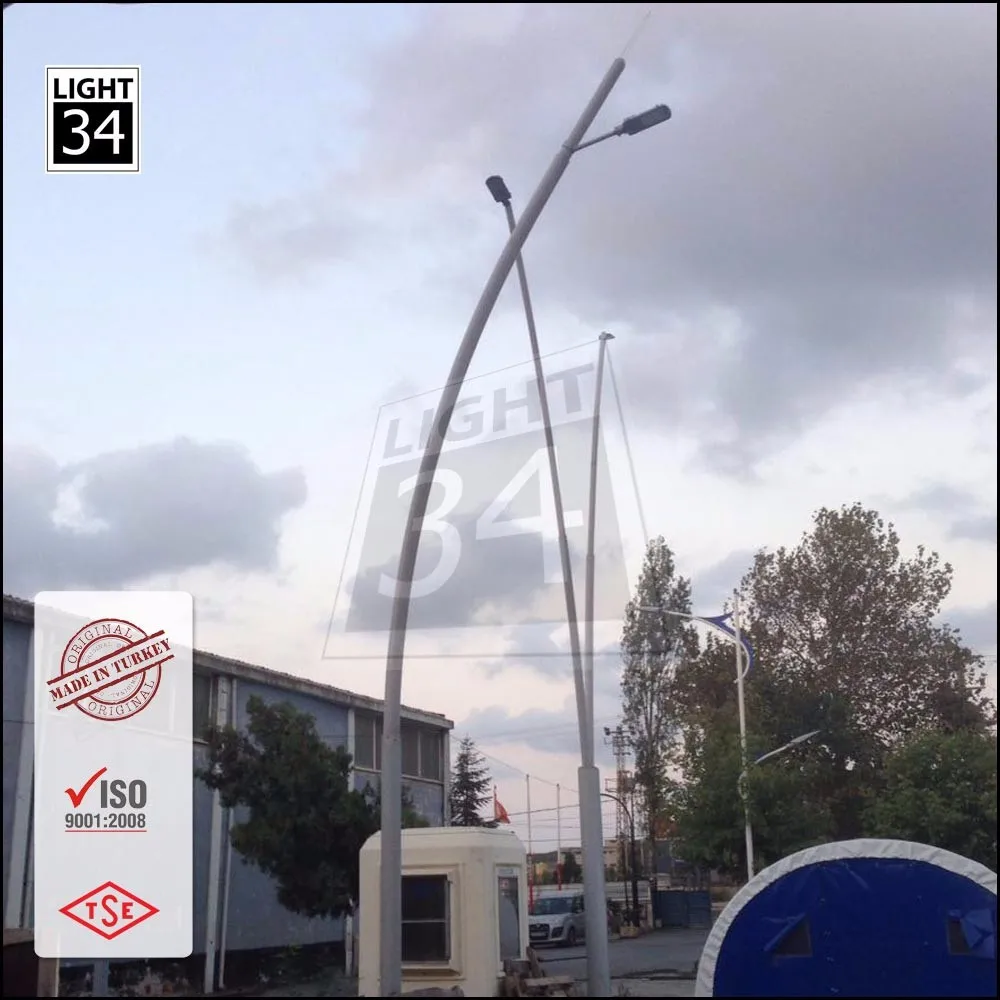 8 Mt Galvanized Steel Lighting Pole Decorative Street Lamp Post Double ...