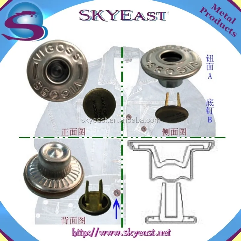 Customized Open Top Twin Prongs Denim Jean Shank Buttons - Buy Open Top ...