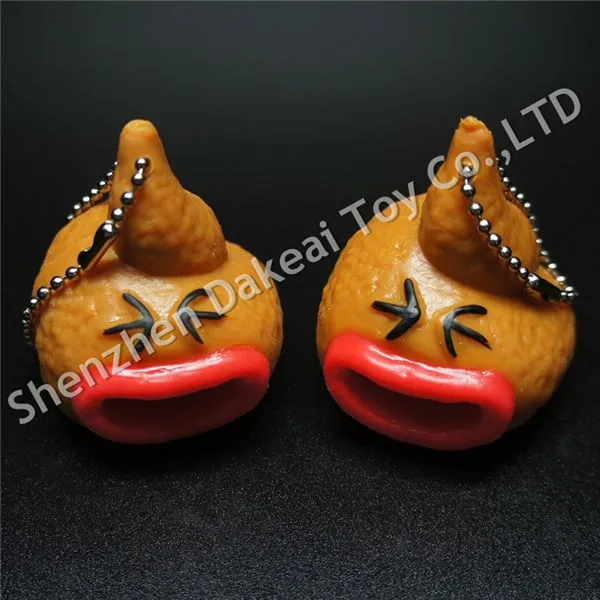 Soft Rubber Fake Squeeze Poop Toy Pop Out Tongue With Keychain - Buy ...