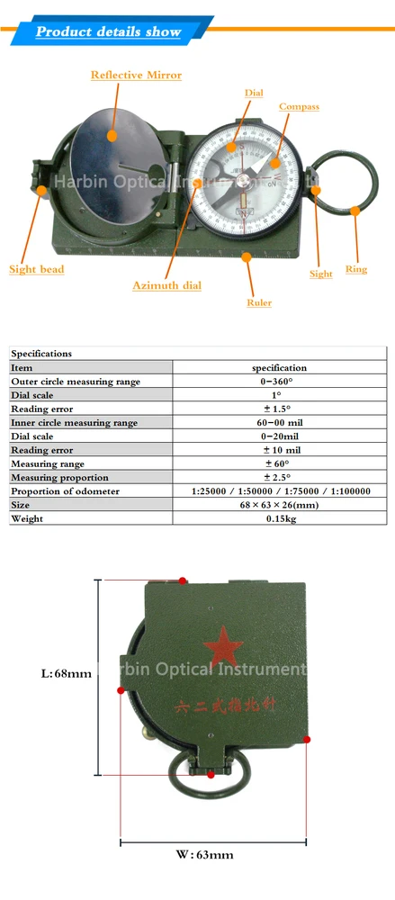 97 Compass High Quality Green Aluminium Compass Dql-6 Harbin Factory ...