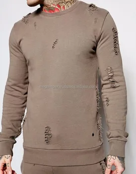 Mens Crew Neck Distressed Sweatshirts/blank Wholesale Non-hooded ...