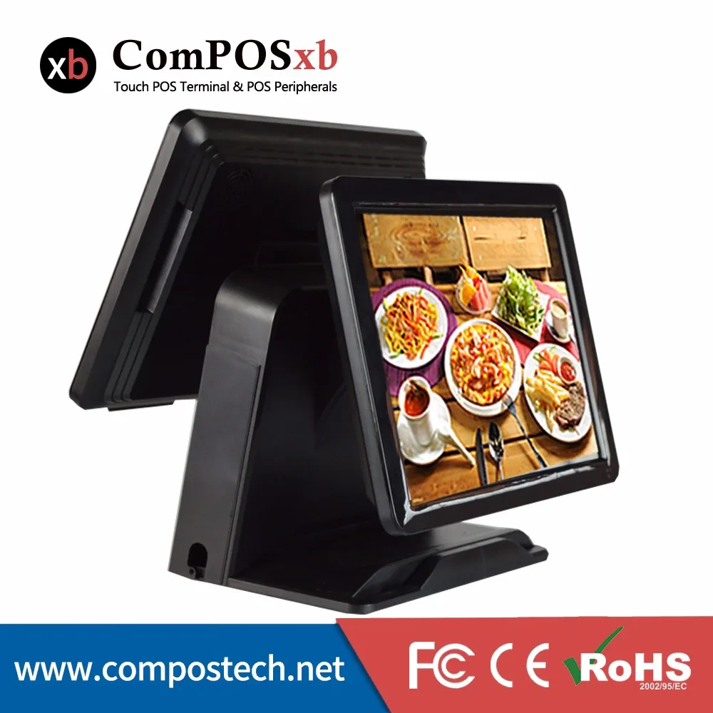 15 Inch Dual Screen Pos System Double Display Pos Terminal with Second ...
