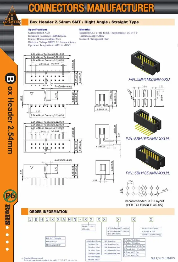 Pcb Connector Types Right Angle 2.54mm Box Header - Buy Connector Types ...