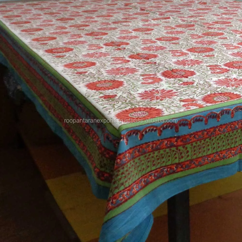 Winter Fall Tree Indian Hand Block Printed Cotton Tablecloth - Buy ...