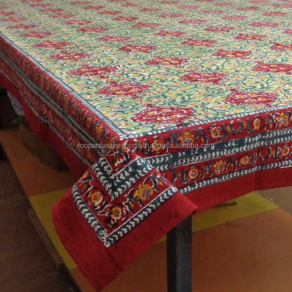 Indian Green Motif Traditional Design Block Printed In Cotton ...