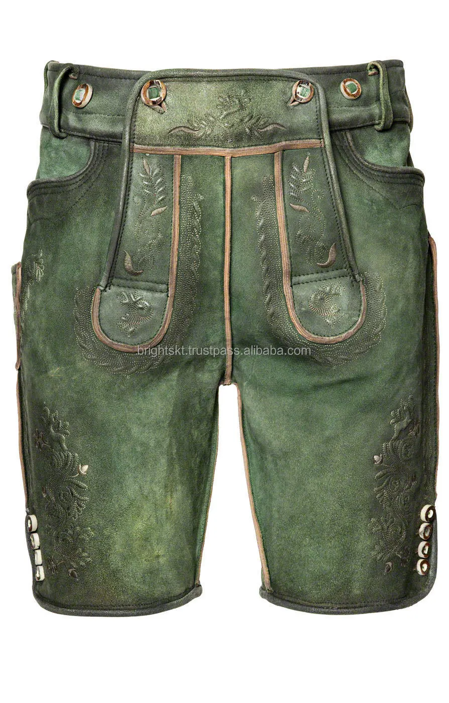 Germany Lederhose Bavarian Multi Green Leather Trousers Smooth Leather ...