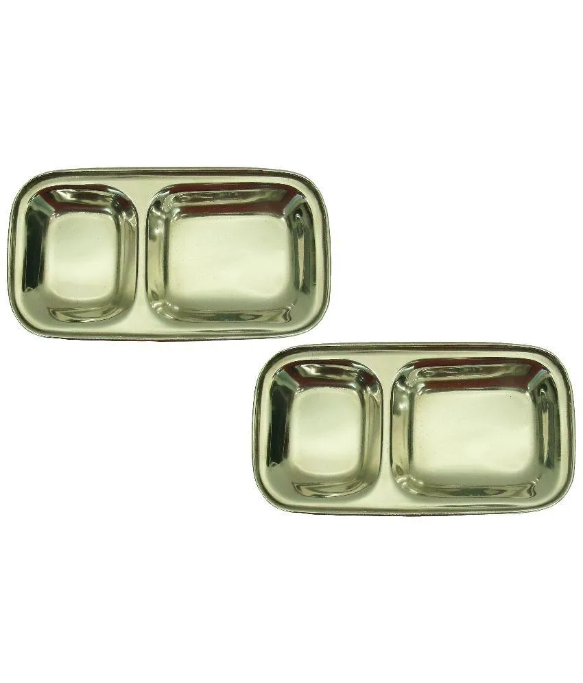 4-compartment Thali Stainless Steel Round Thali Plate Mess Trays Kids ...