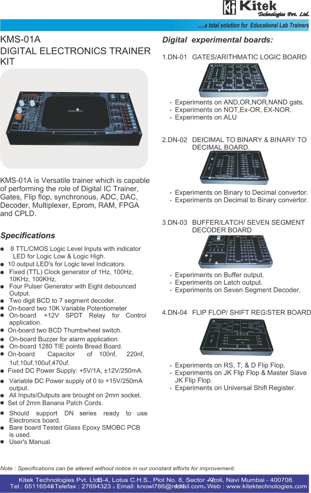 Digital Training Kit - Buy Electronics Lab Trainer,Digital Electronics ...
