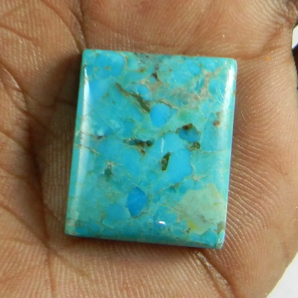 Natural Mohave Turquoise 19*24mm Rectangle Cabochon 5.10 Gms Semi ...