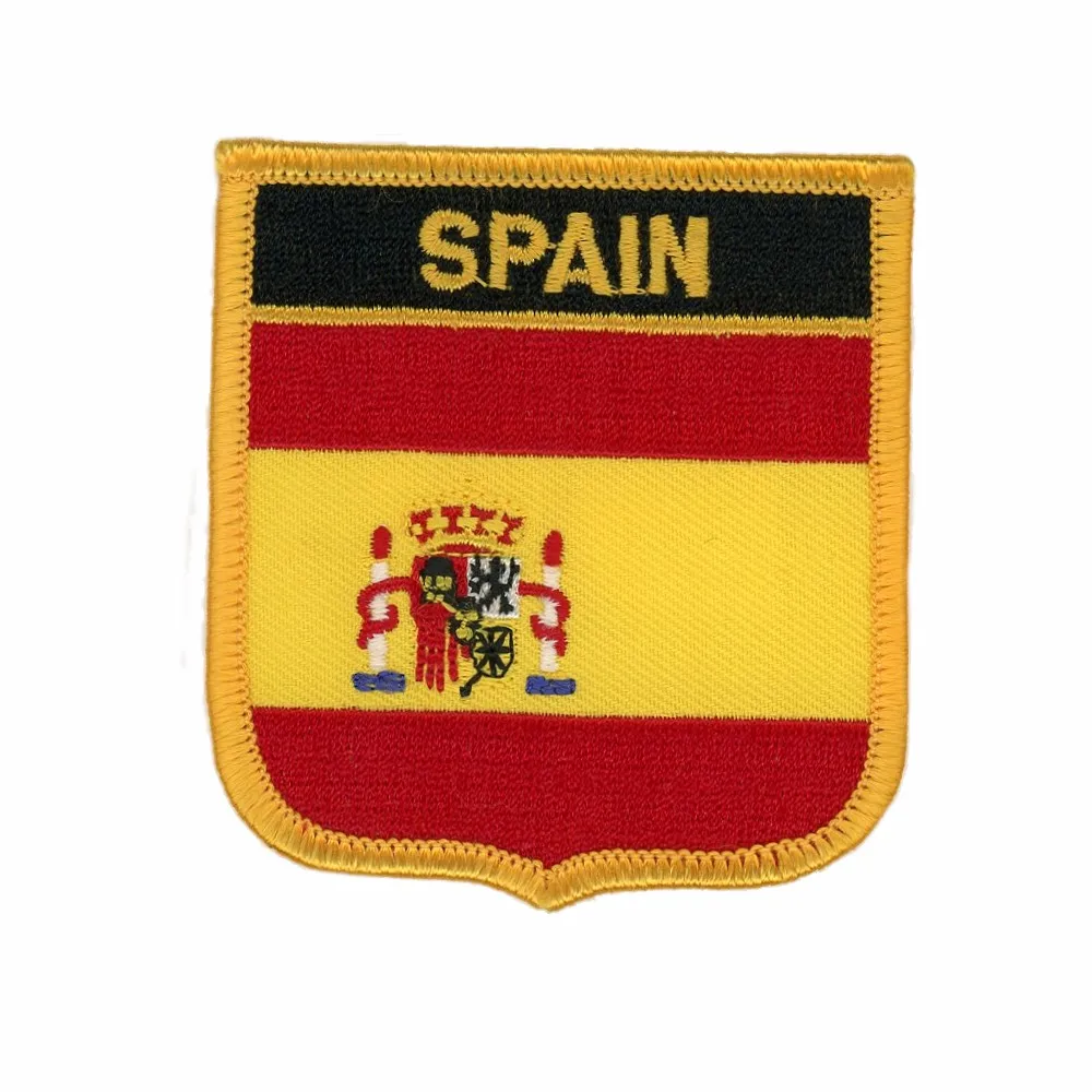 Sew On Shield Shaped Spain Flag Embroidered National Flag Badges - Buy ...