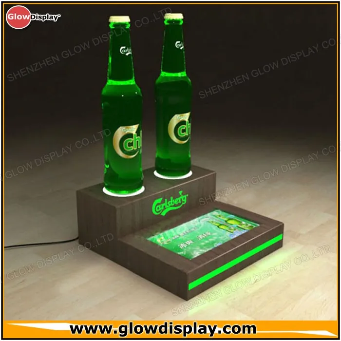 Beer Bottle Wooden Glorifier Stand With Lcd Screen Display Tray - Buy ...