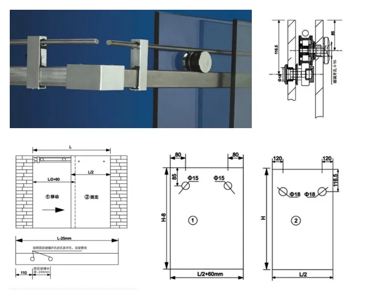 90 Degree Frameless Sliding Shower Hardware Enclosures