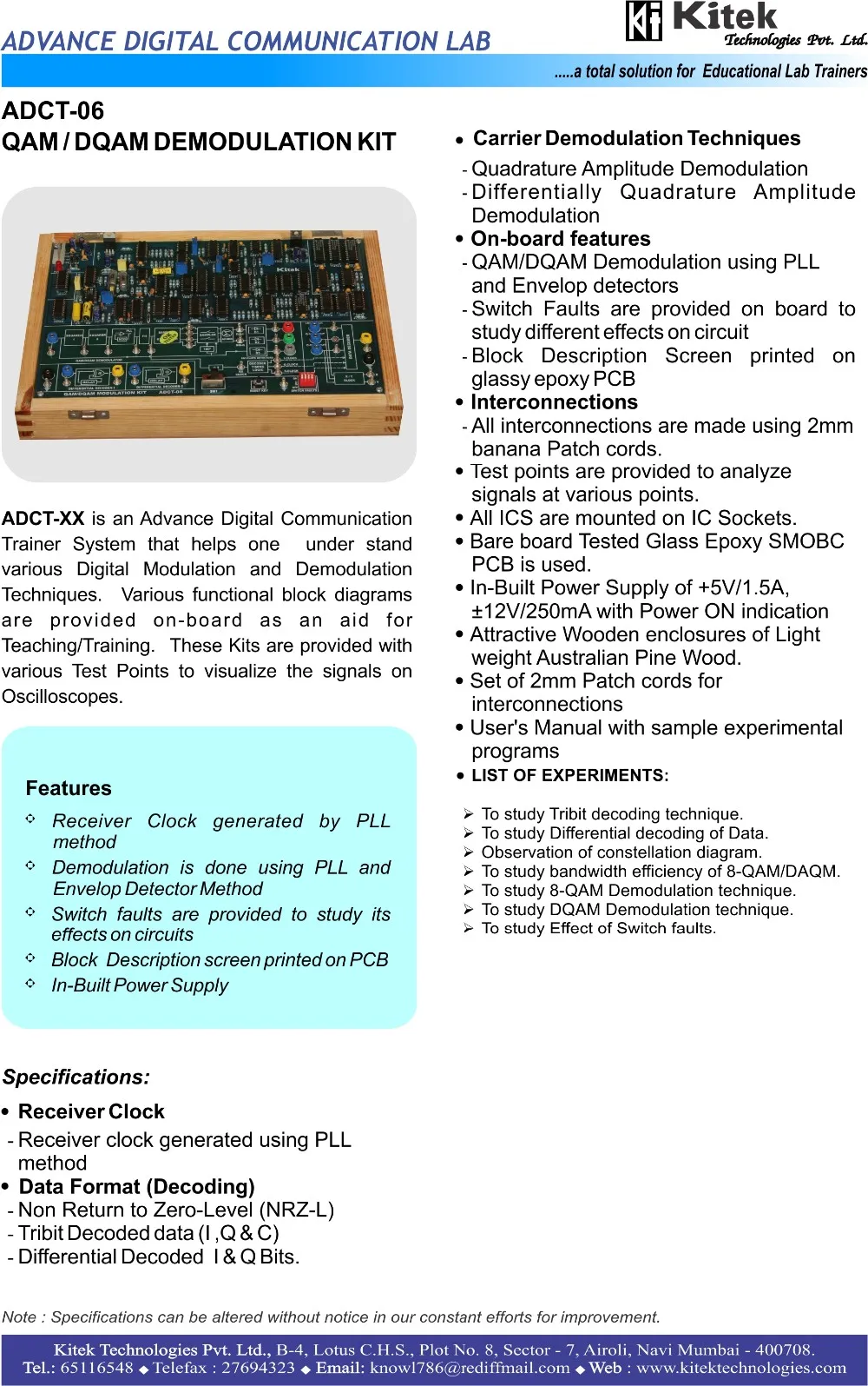 Tdm Modulation / Demodulation Communication Trainer Kit / Communication ...