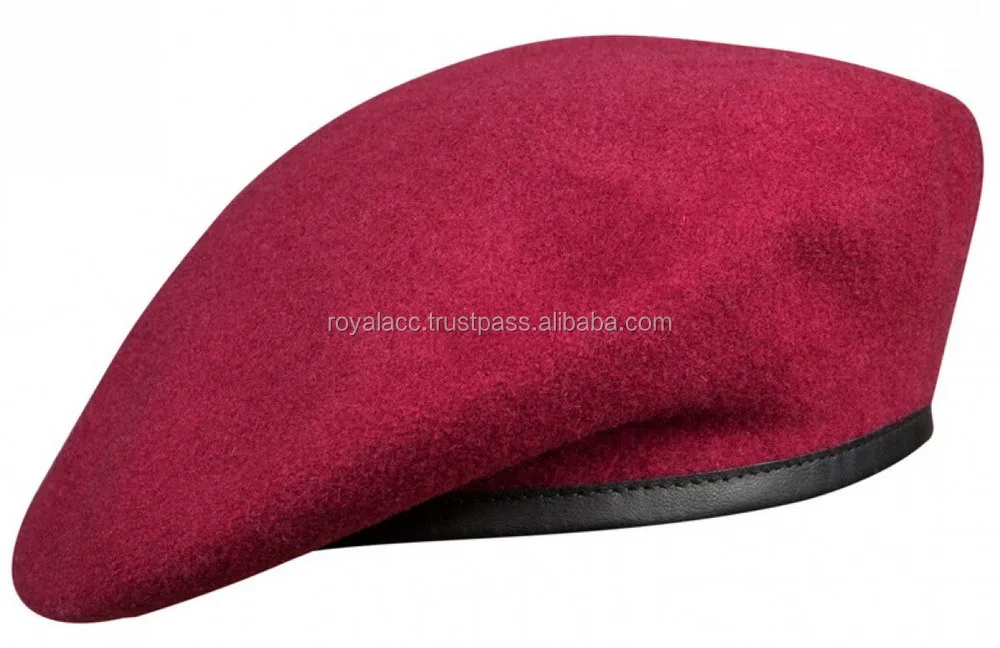 Military Black Merino Wool Beret With Insignia & Leather Band - Buy Red ...