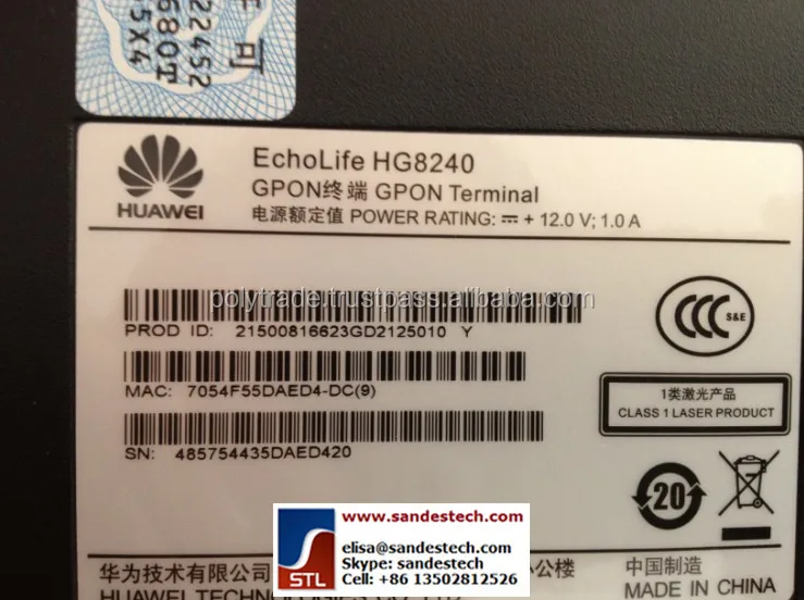 Huawei Hg8240 Onu Ont Gpon Epon Huawei Hg850a Hg8010 Hg8010f Hg8012 ...