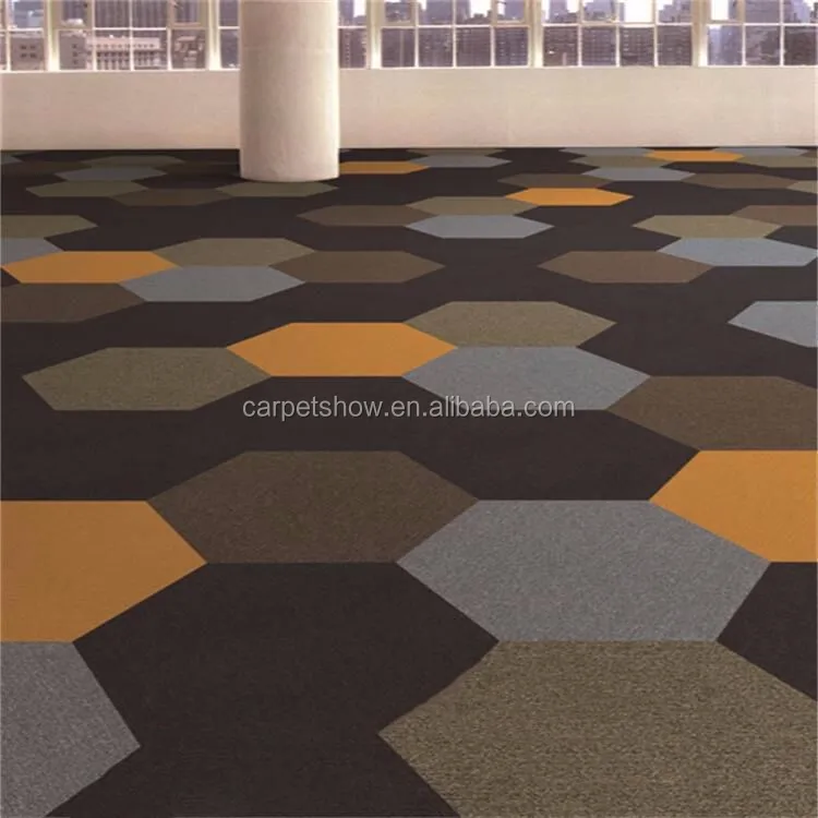 Office Hexagon Shape Nylon Decorative Carpet Tiles