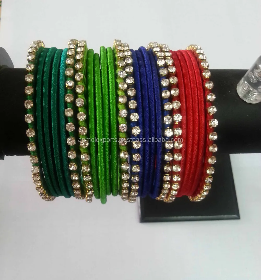 Indian Silk Thread Bangle With Chain Wrap Splendid Collection Wholesale ...