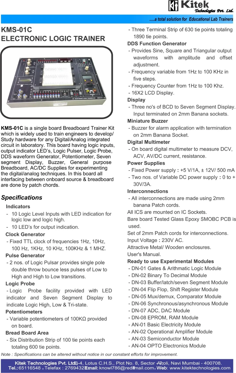 Logic Circuit Trainer Kit / Digital Ic Trainer Board / Digital - Linear ...