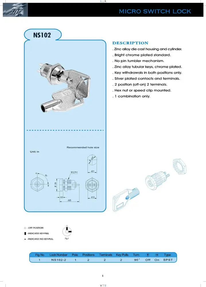 Micro Switch Lock with 2 Tubular Keys - Secure & Versatile