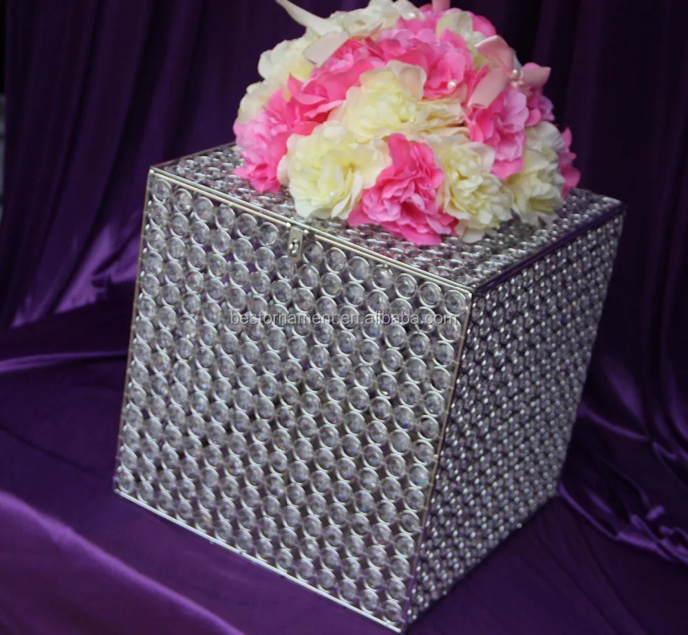 Large Crystal Beaded Money Box,Square Wedding Decorative Money Box ...
