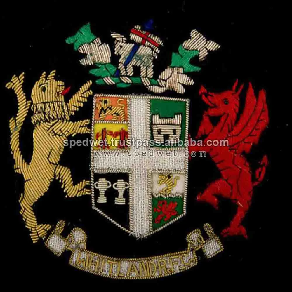 Hand Embroidery Polo Club Badges Custom Design Sports Bullion Wire ...