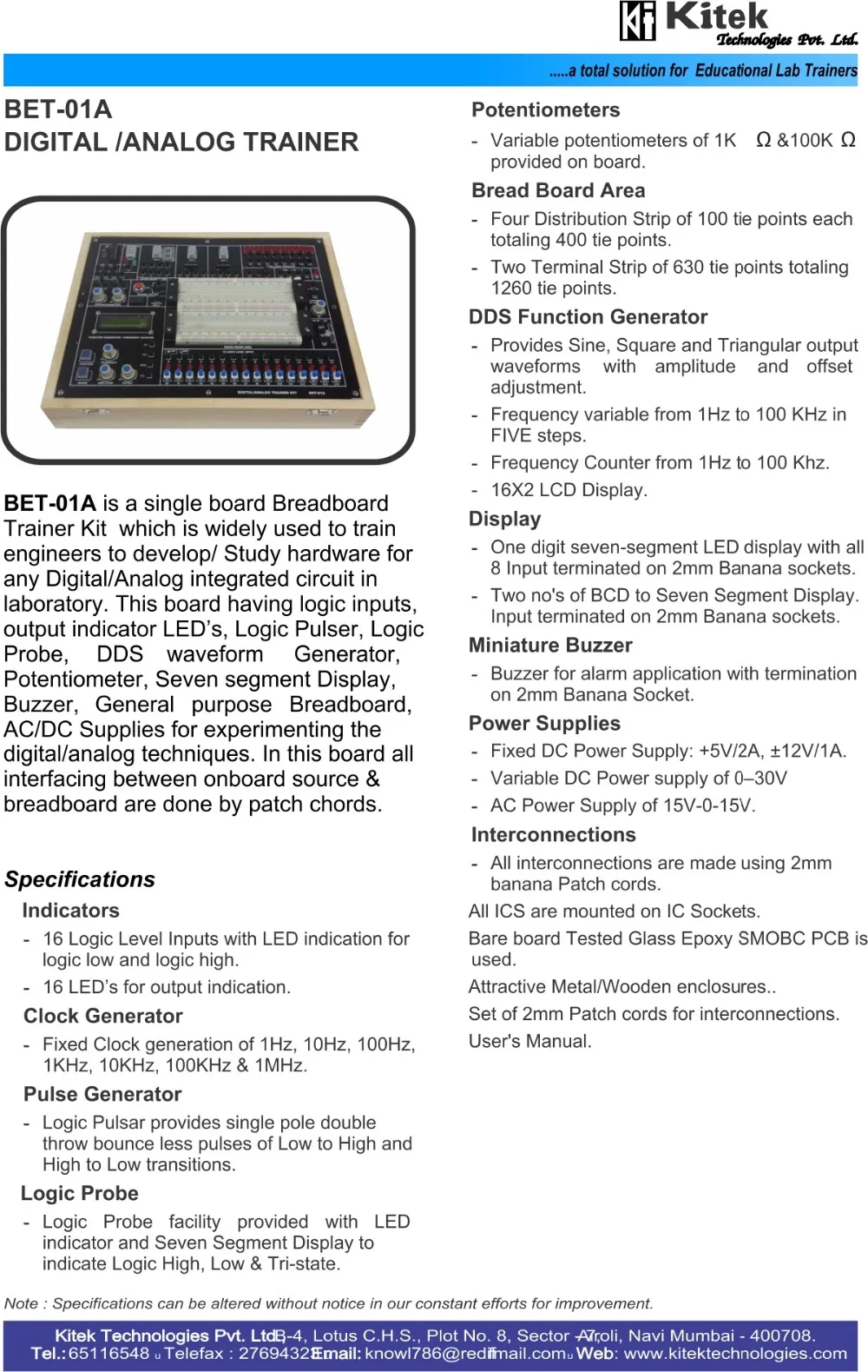 Didactic Trainer Equipment / Digital Trainer Board Kit / Basic ...