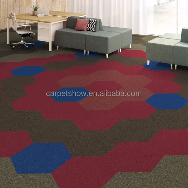 Office Hexagon Shape Nylon Decorative Carpet Tiles