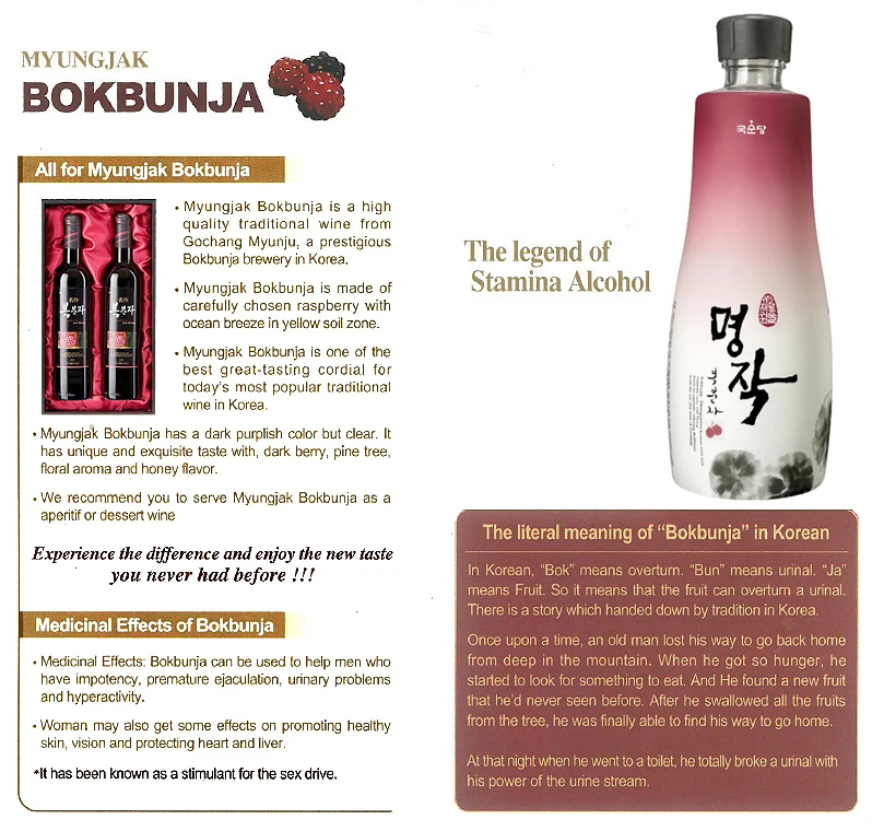 Korea Korean Bokbunja Rubus Coreanus Raspberry Wine - Myoung Jak 750ml ...