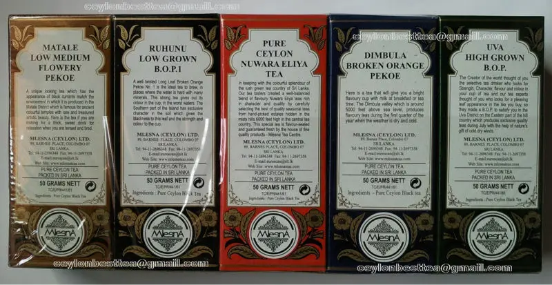 Ceylon Tea Mlesna - 5 X 50g Tea Packs 250g-uva-dimbula-nuwaraeliya ...