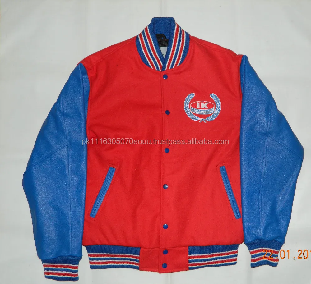 Long Style Varsity Jacket/ Varsity Jacket With Synthetic Leather Sleeve ...