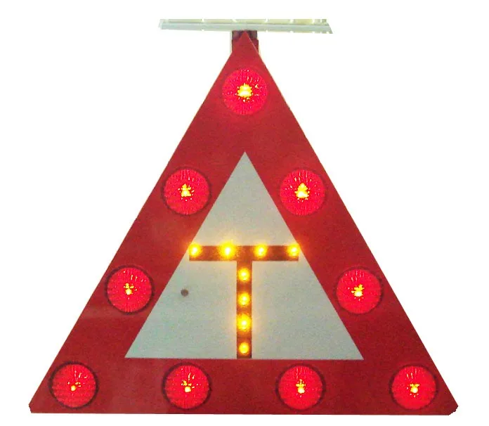 Road Security Lighting Solar Triangle Warning Sign Board Traffic ...