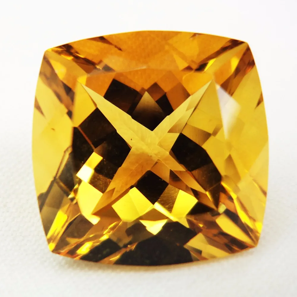 Natural Citrine Faceted Cushion Semi Precious Gemstones For Pendant ...