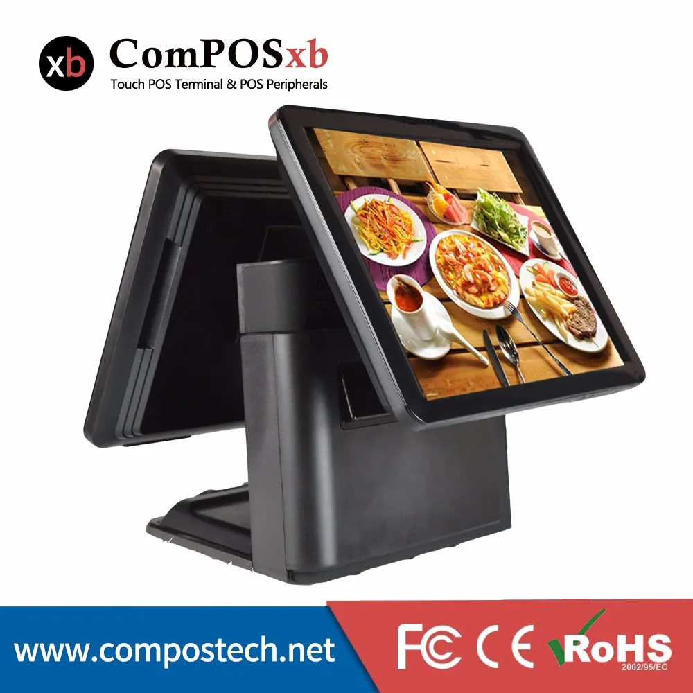 15 Inch Dual Screen Pos System Double Display Pos Terminal with Second ...