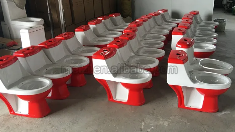 One Piece Bathroom Red Color Arabic Wc Bidet Toilet All In One - Buy ...