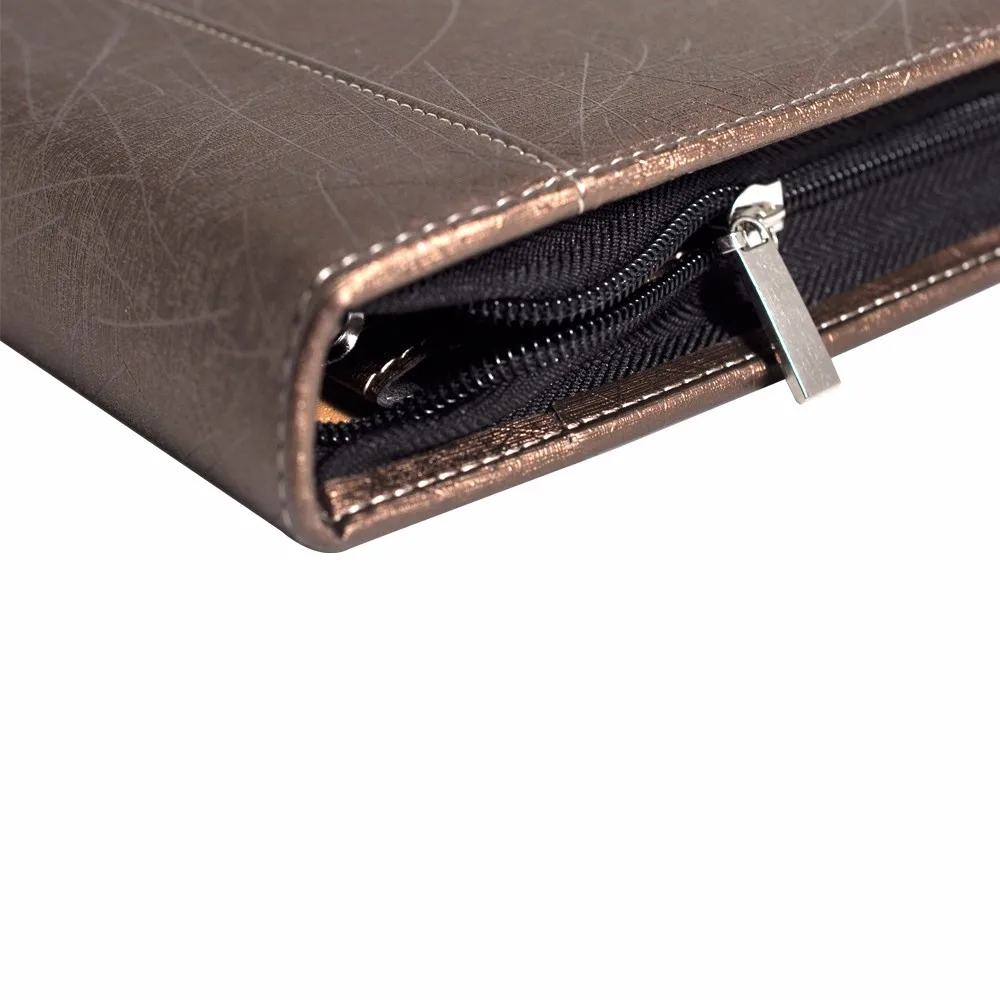 A4 Pu Leather Compendium Portfolio File Folder With Logo Embossed - Buy ...